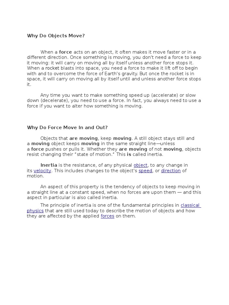 Why Do Objects Move | PDF