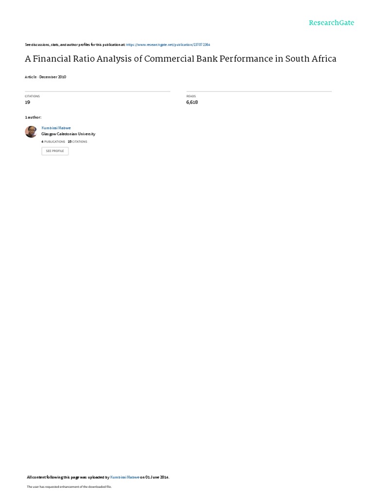 Financial Ratio Analysis of Bank Performance | PDF | Market Liquidity ...