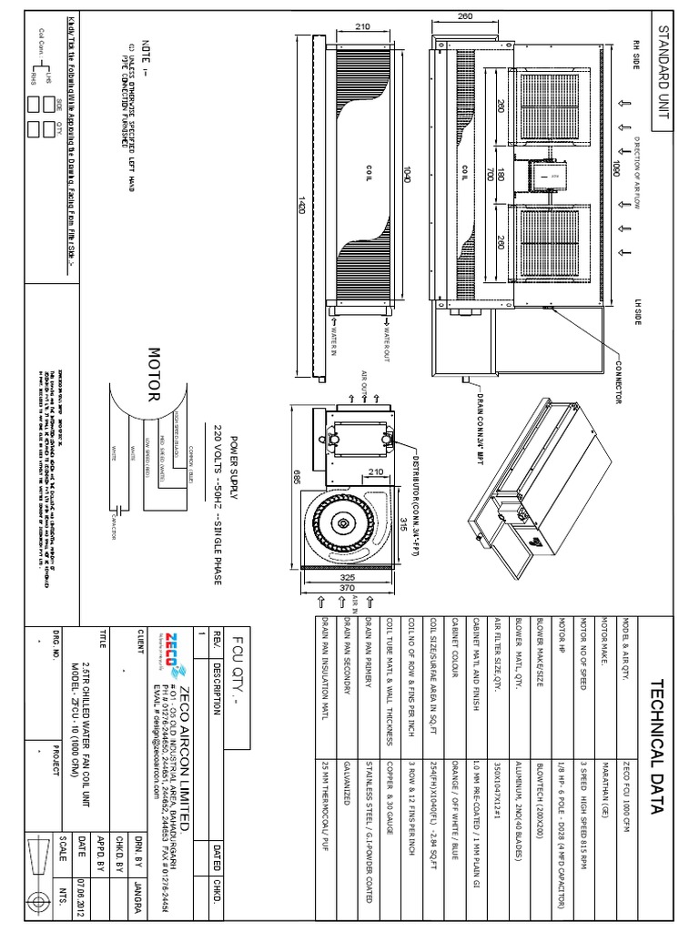 Fcu - 1000 CFM - 2 | PDF | Components | Electricity