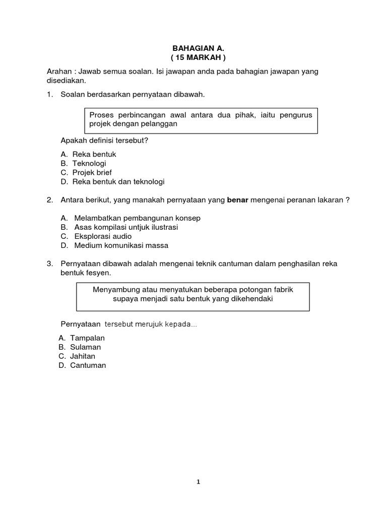 Peperiksaan RBT Tingkatan 2 | PDF