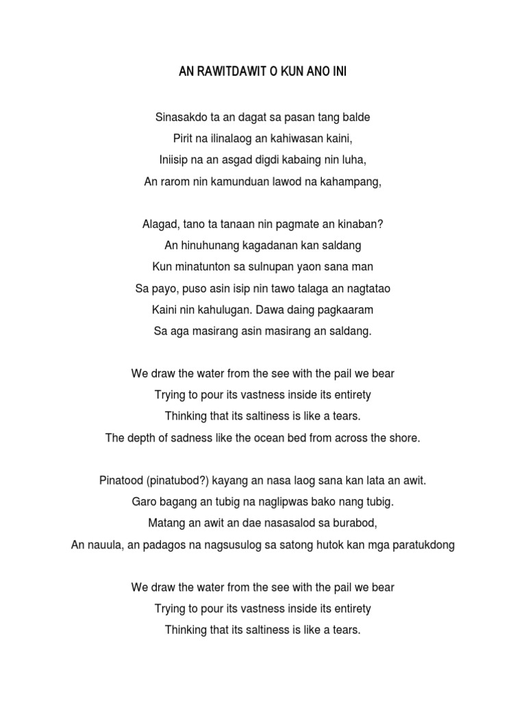An Rawitdawit o Kun Ano Ini | PDF | Language Arts & Discipline