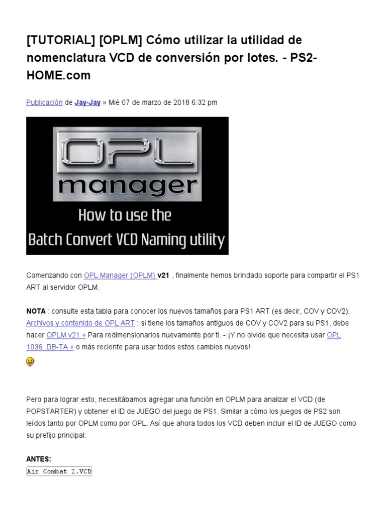 Uso de OPL Manager para VCD en PS1 | PDF | Archivo de computadora ...