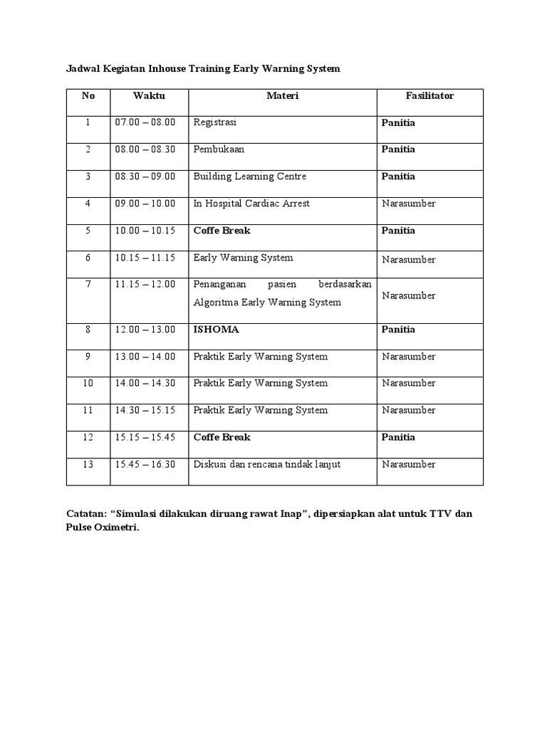 Contoh Jadwal Kegiatan Ews | PDF