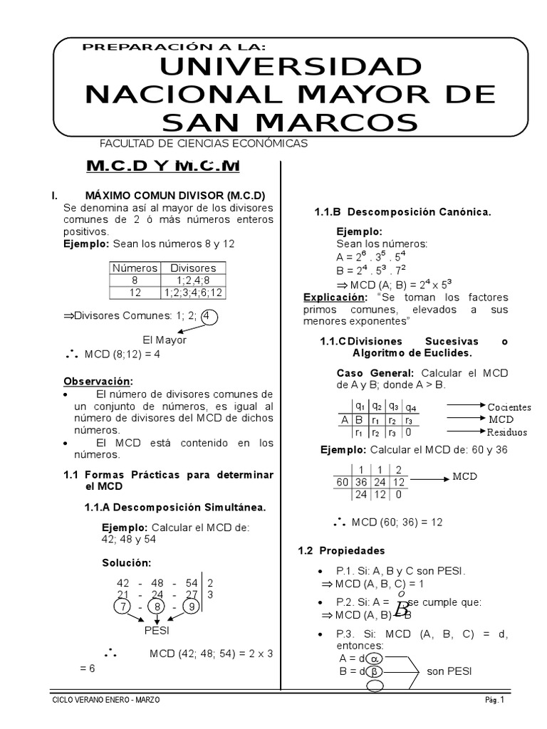 MCM - MCD | PDF | Teoría de los números | Matemática Elemental