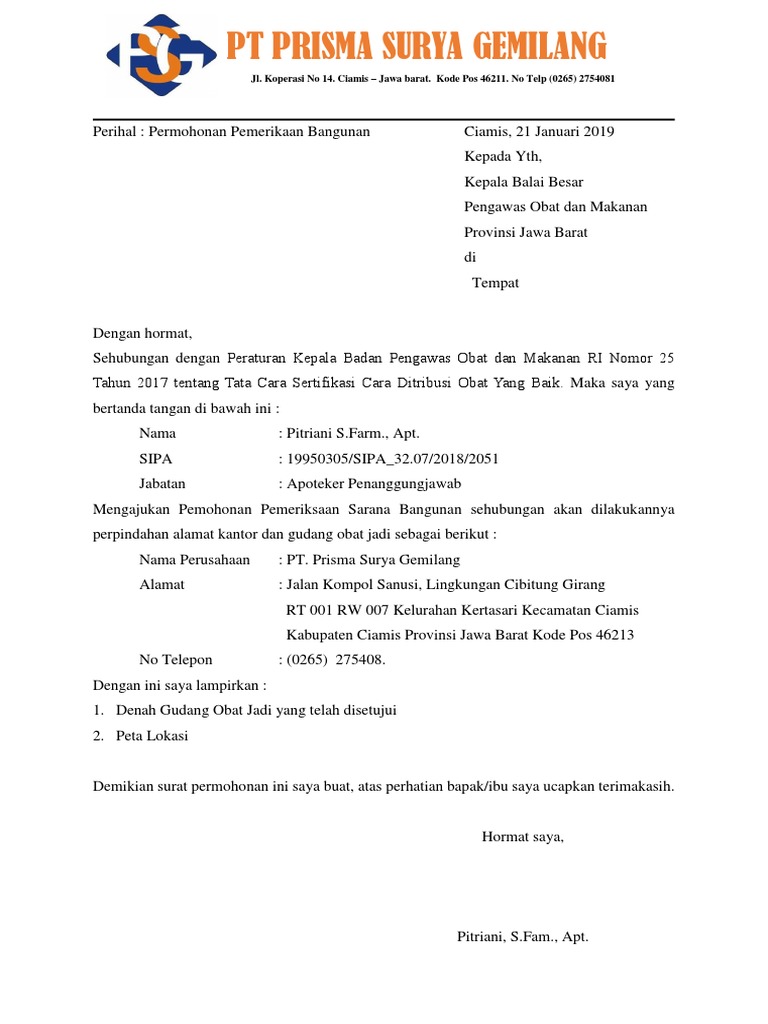 Surat Permohonan BPOM | PDF