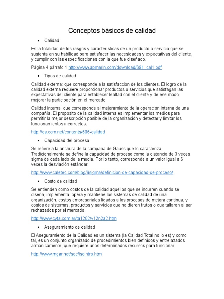 Conceptos Básicos de Calidad | PDF | Calidad (comercial) | Gestión de ...