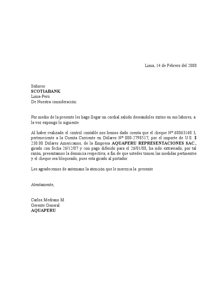 Carta A Scotiabank | PDF