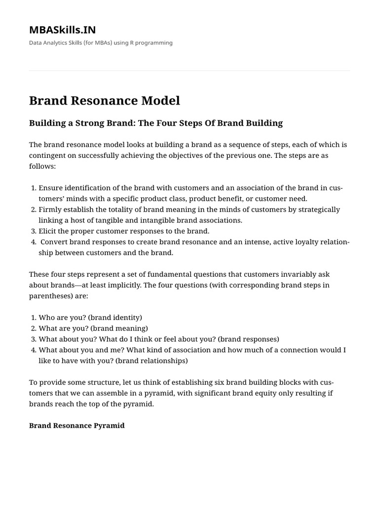 Understanding the Brand Resonance Model | PDF | Brand | Emotions