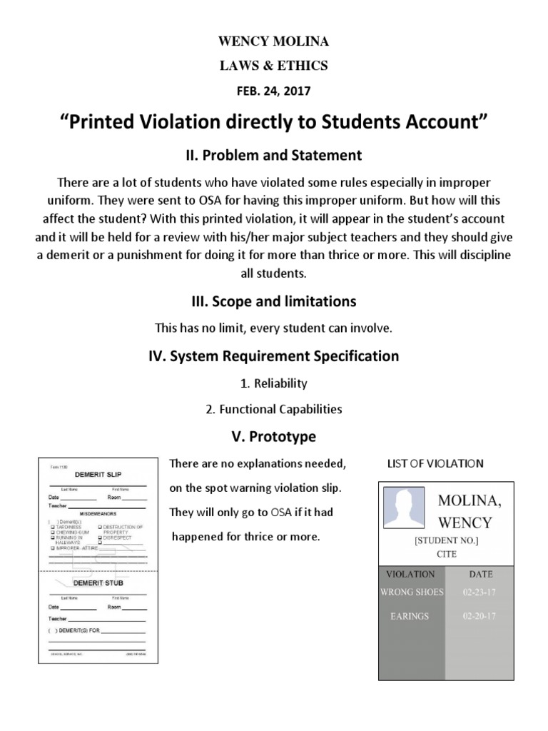 Printed Violation Directly To Students Account - Software Idea For ...