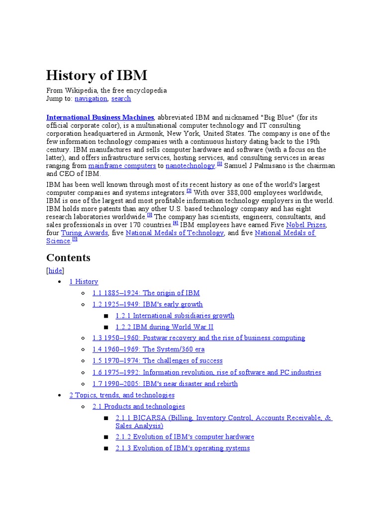History of IBM: International Business Machines | PDF | Ibm | Office ...