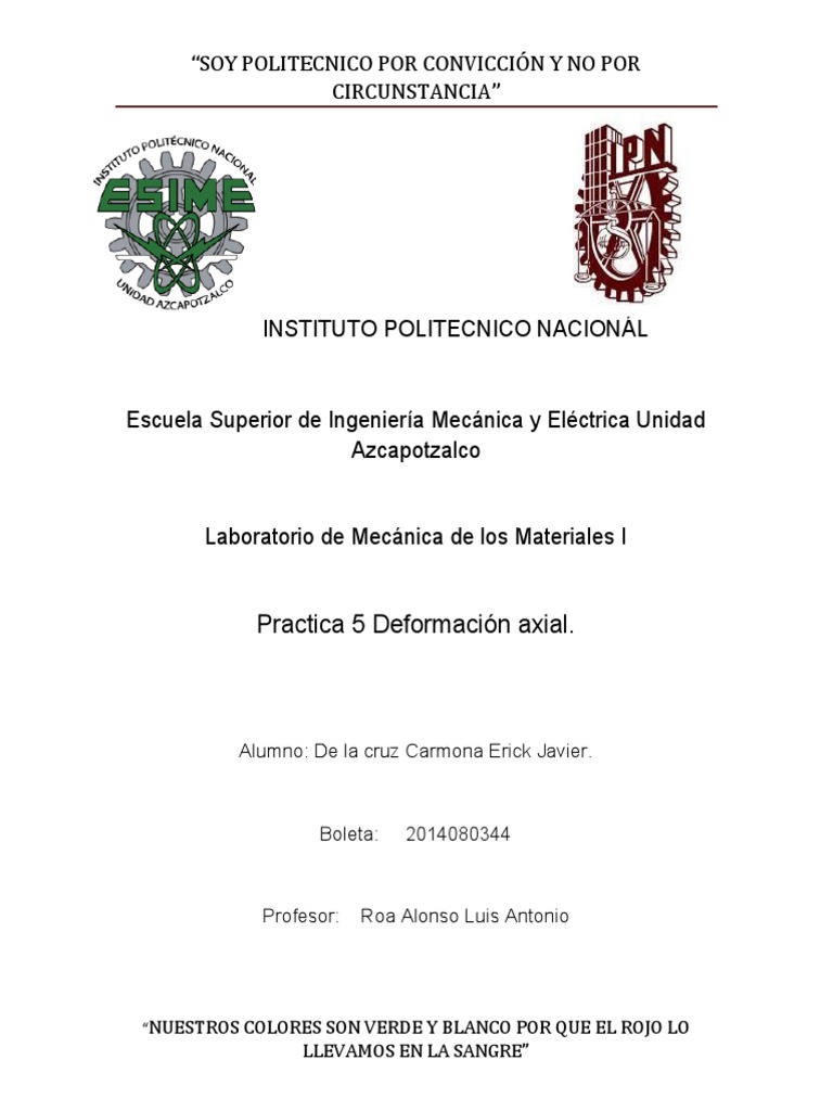 Practica 5 Meca 1 | PDF | Estrés (Mecánica) | Deformación (Mecánica)