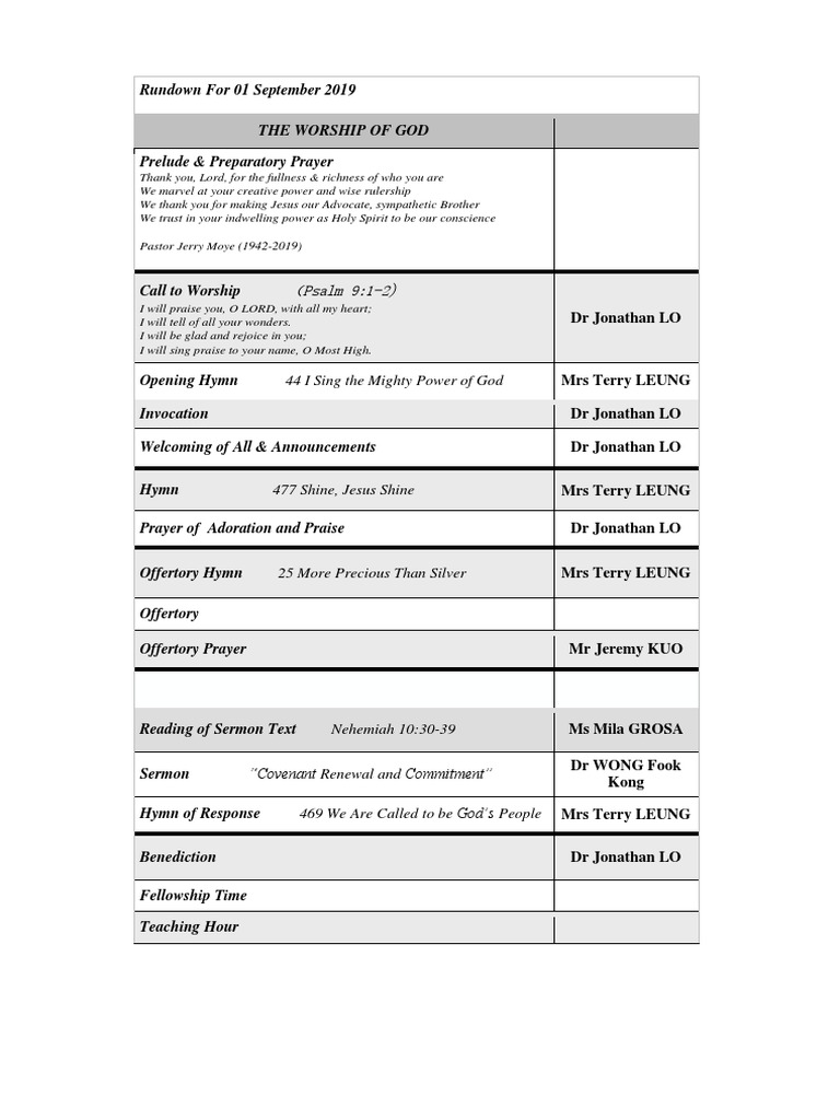 Rundown For 20190901 | PDF
