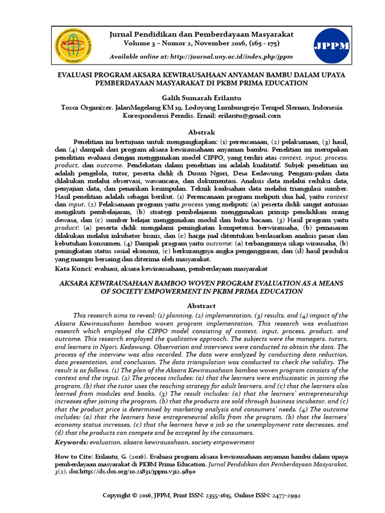 Evaluasi Program Aksara Kewirausahaan Anyaman Bamb | PDF