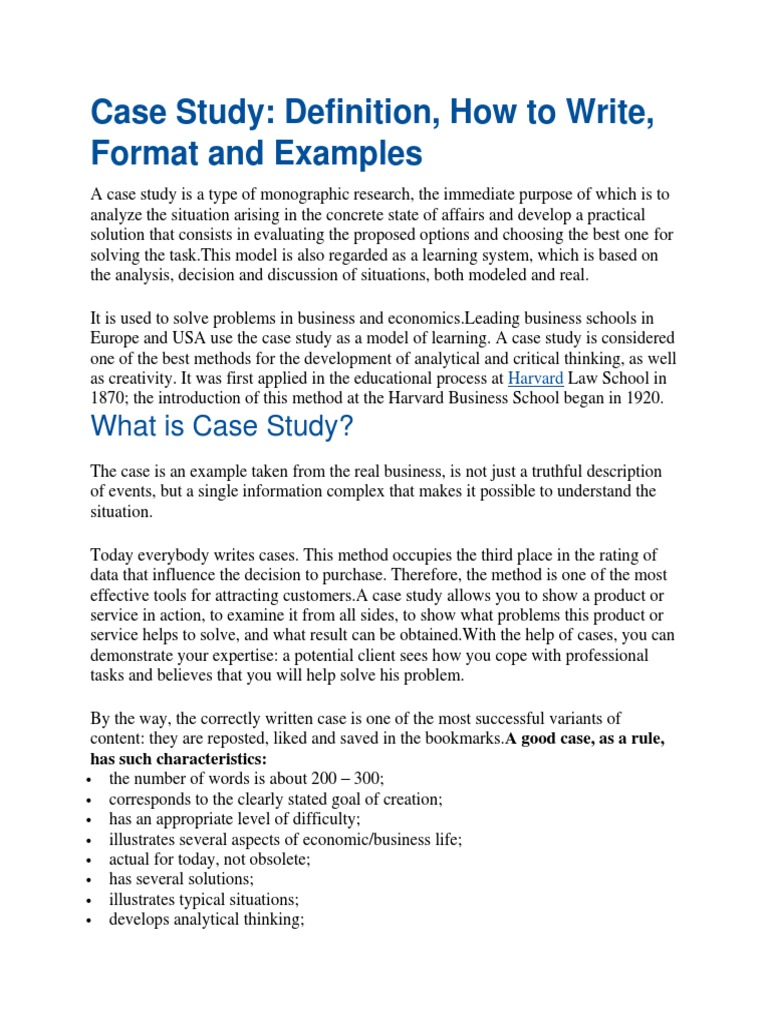 Case Study: Definition, How To Write, Format and Examples | PDF ...