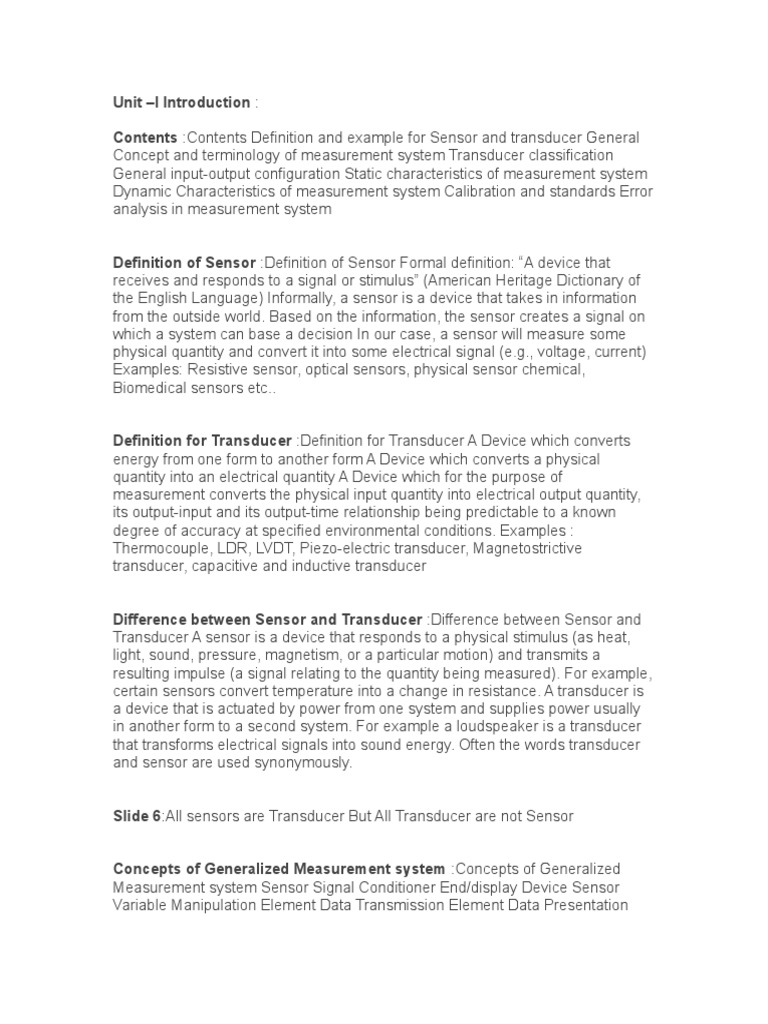 Understanding Sensors, Transducers, and the Characteristics of Measurement Systems | PDF ...