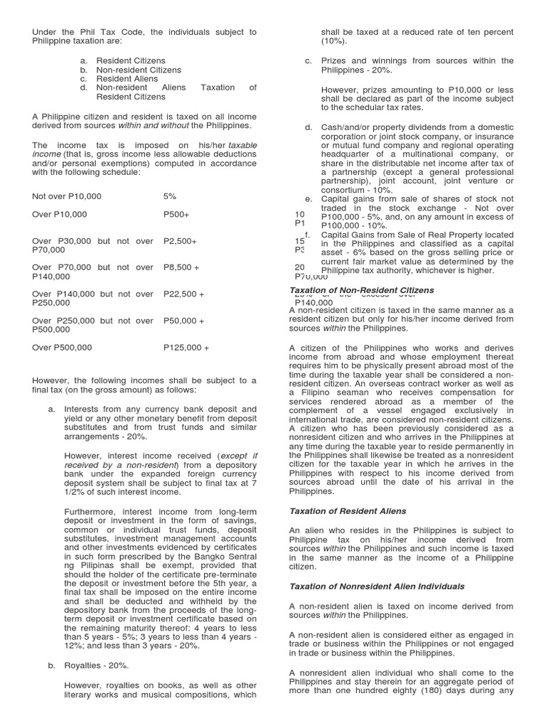 Under The Phil Tax Code Pdf Capital Gains Tax Income Tax
