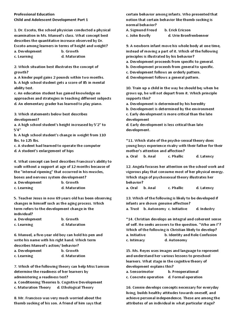 Prof. Ed - Child and Adolescent Development Part 1-2 | PDF ...