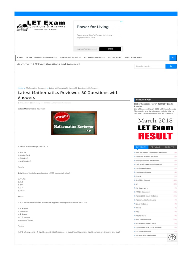 Latest Mathematics Reviewer 30.html PDF | PDF | Business