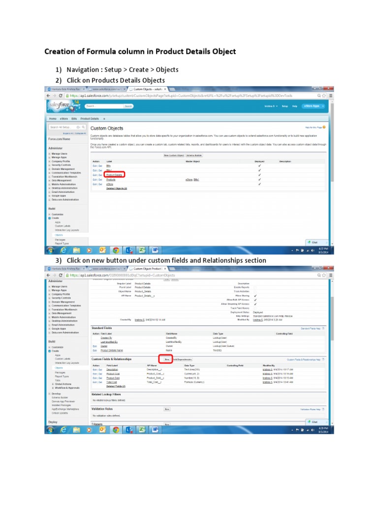Assignments 2 - Creation of Formula-Master Details-Rollup Summary in Estore Apps | PDF