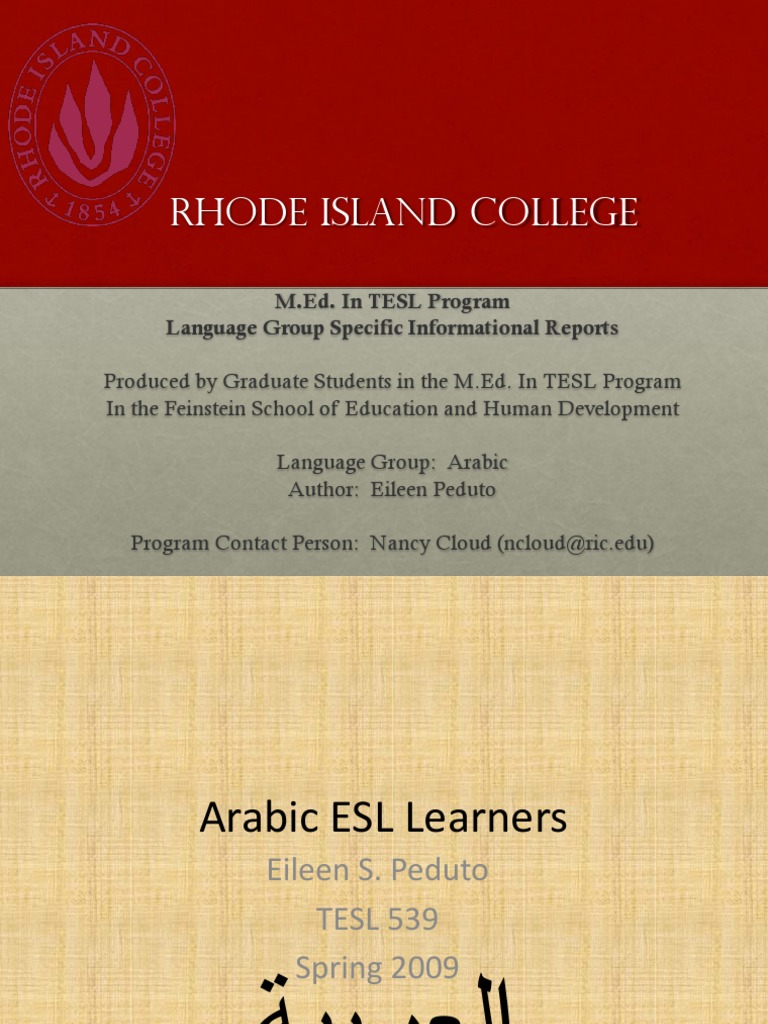 Arabic ESL Learners | PDF | Arabic | Verb