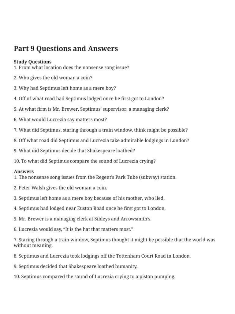 Part 9 Questions and Answers | PDF