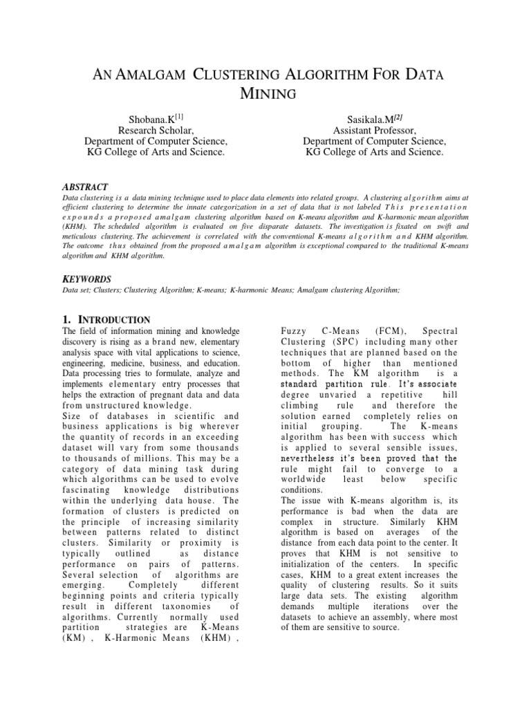 Amalgam Clustering Algorithm | Download Free PDF | Cluster Analysis | Machine Learning