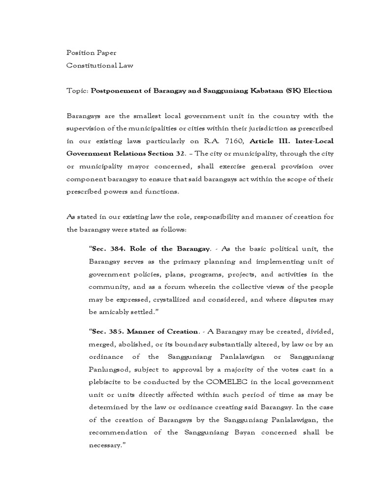Position Paper | PDF | Government | Justice