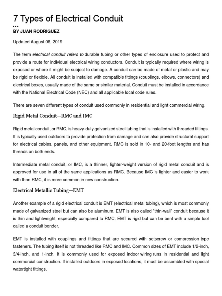 Electrical Conduits Explained: A Guide to the 7 Main Types of ...