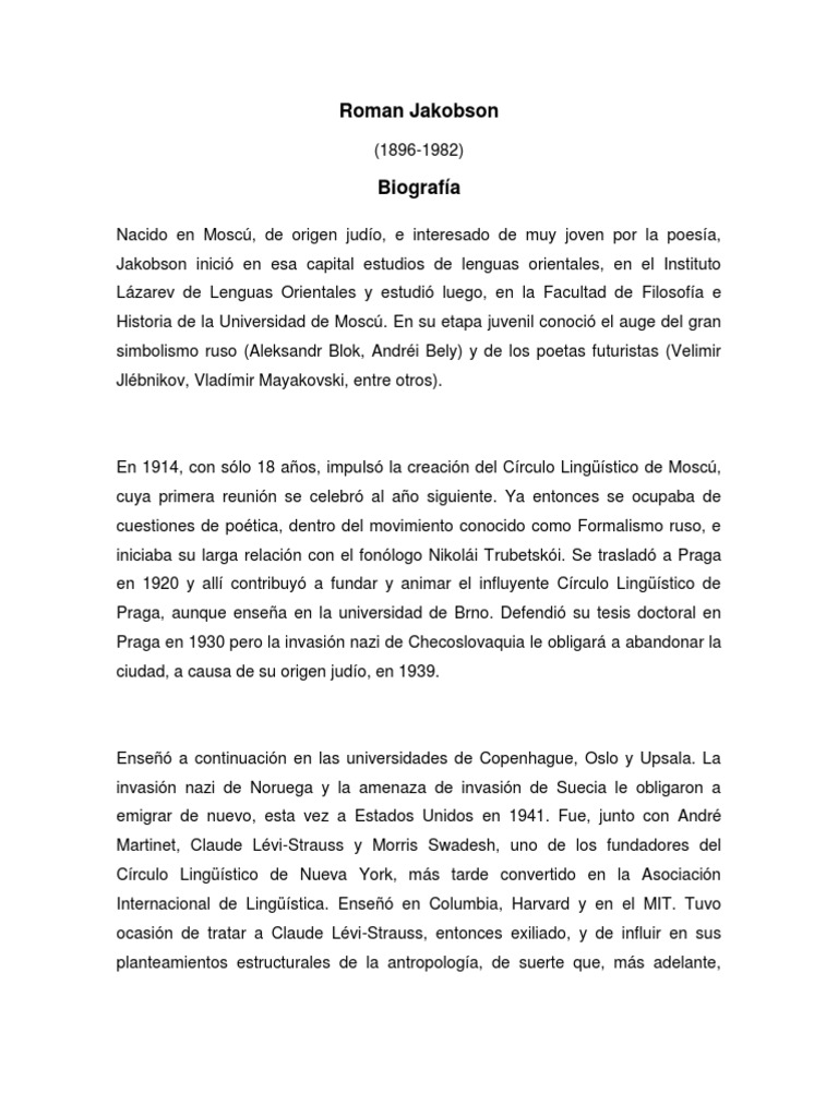 Roman Jakobson | PDF | Comunicación humana | Cognición