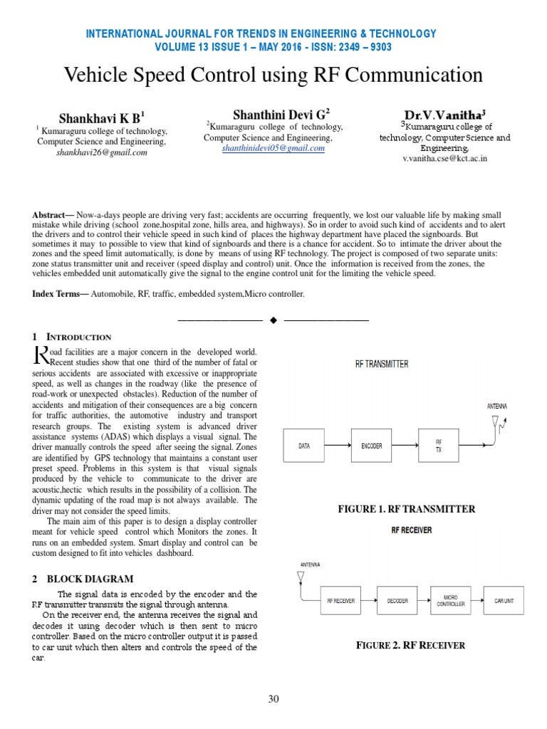 RF-Based Vehicle Speed Control System | PDF | Transmitter | Relay