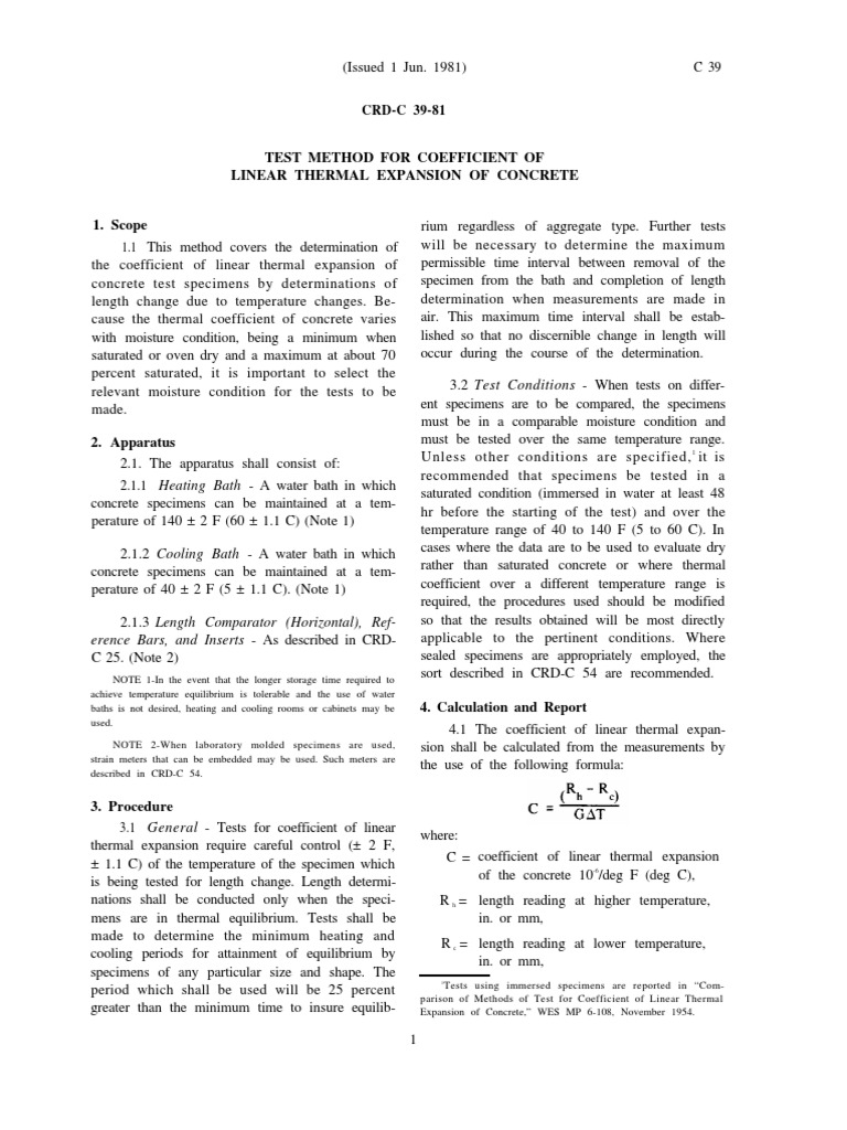 Coefficient of Thermal Expansion in Concrete | PDF | Thermal Expansion ...