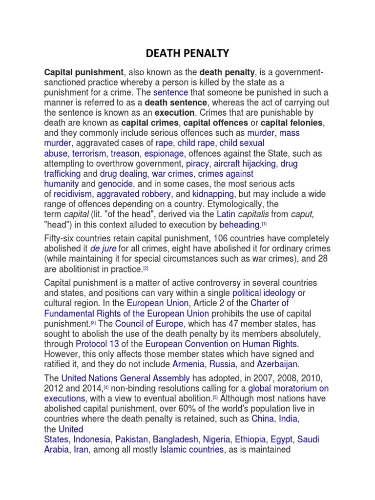 Death Penalty: Capital Punishment, Also Known As The Death Penalty, Is ...