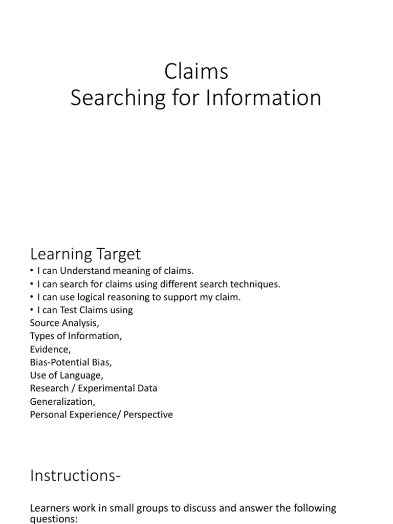 Understanding and Testing Claims | PDF | Evidence | Experiment