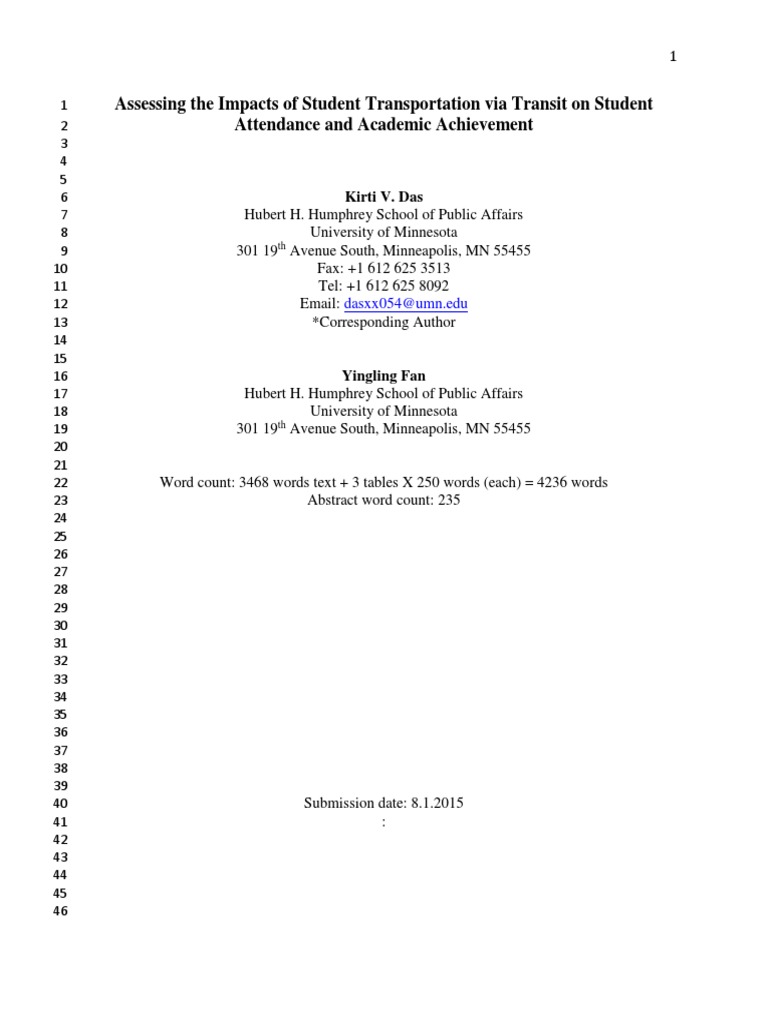 Assessing The Impacts of Student Transportation Via Transit | PDF ...
