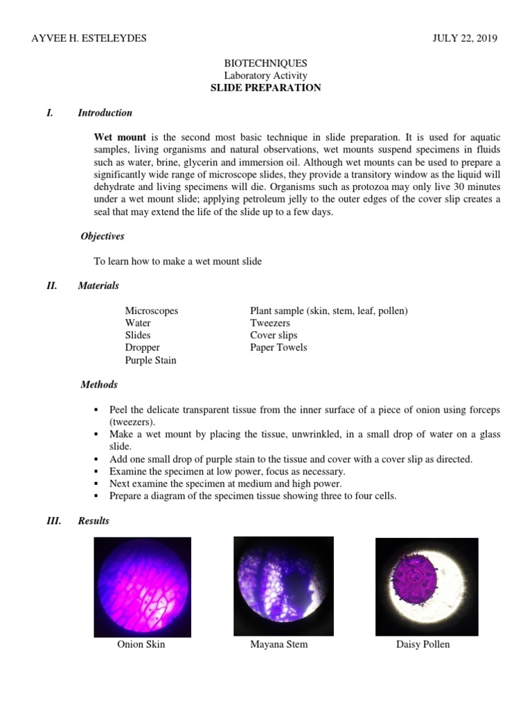 Wet Mount | PDF | Microscopy | Applied And Interdisciplinary Physics