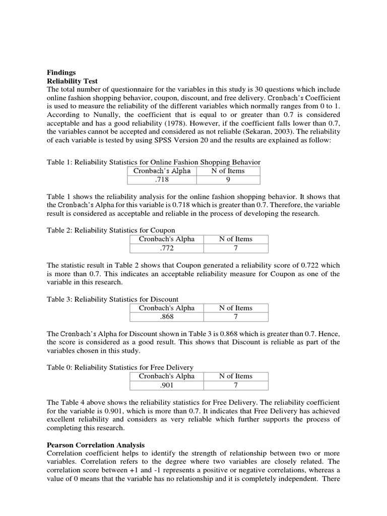 Coronbach Alpa and Reliability Test Example | PDF | Correlation And ...
