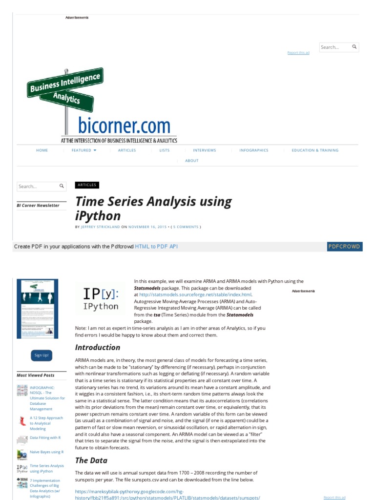 Time Series Analysis Using Ipython Pdf Autoregressive Model