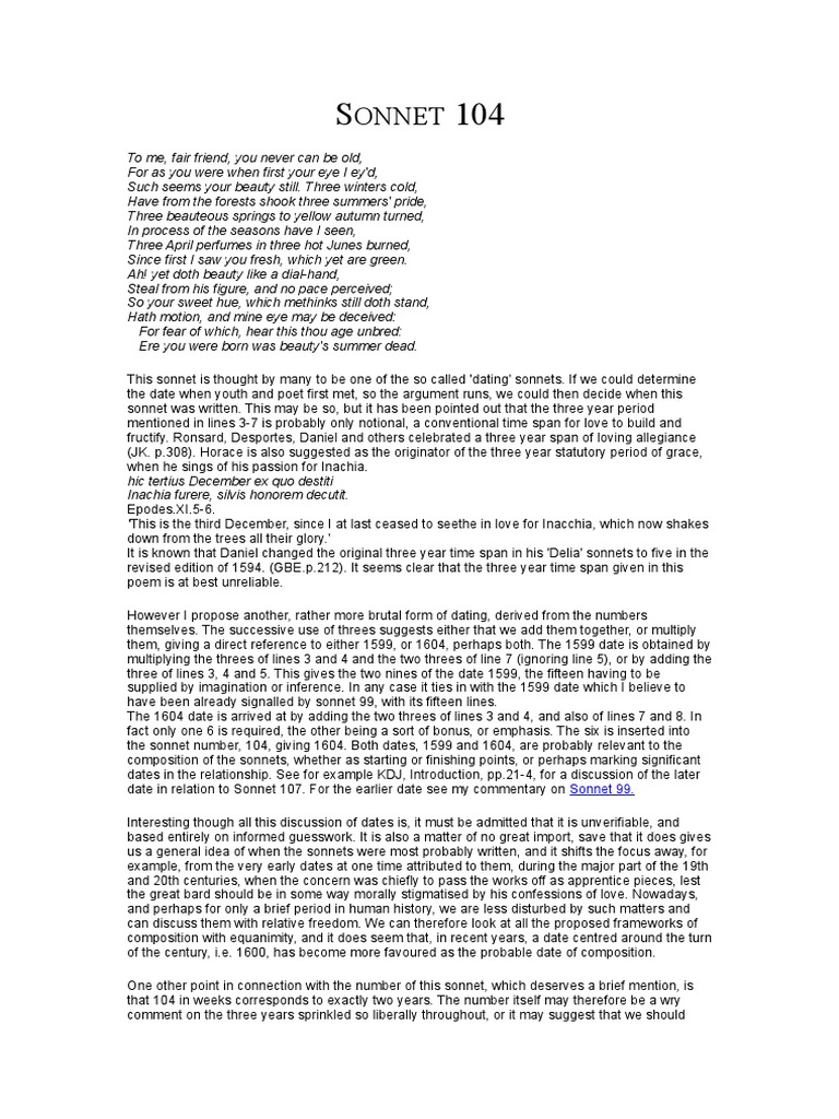 Shakespeare Sonnet 104 | PDF