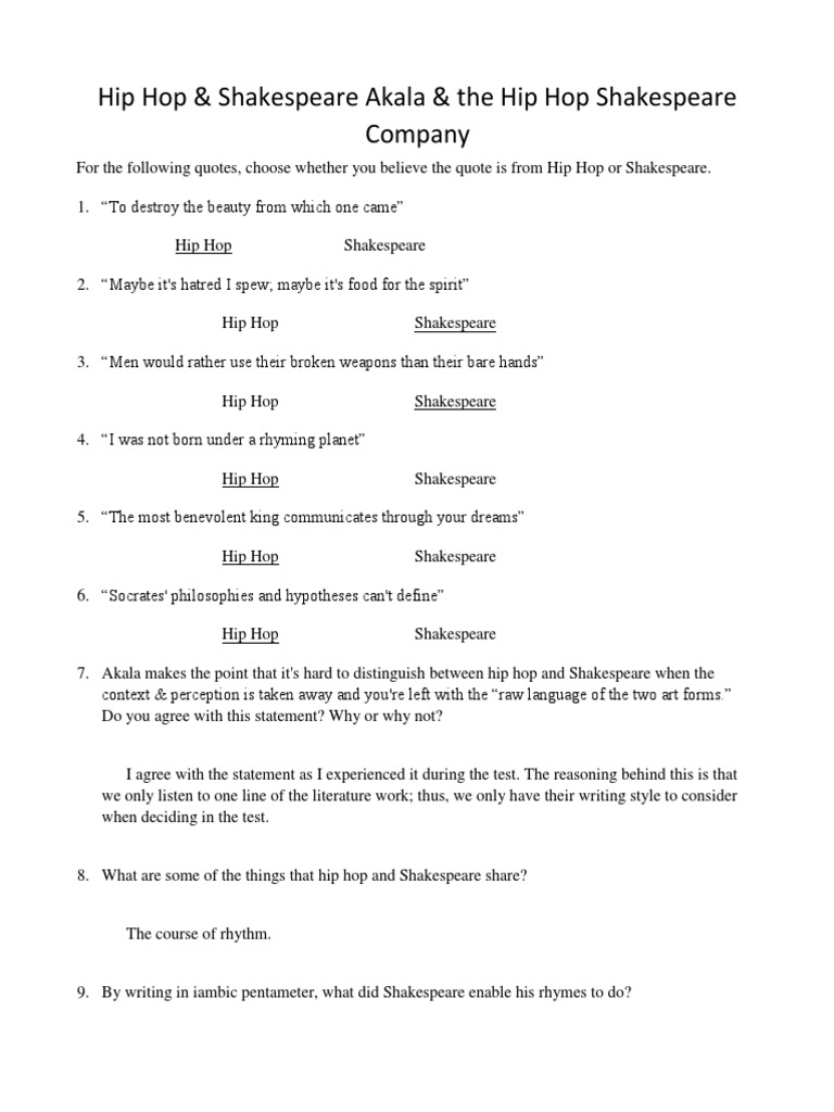 Hiphop Shakespear - Patrick | PDF | Hip Hop | William Shakespeare