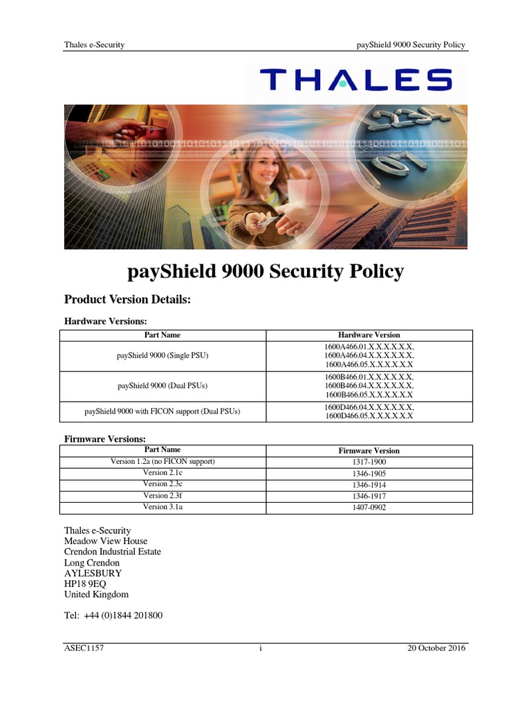 PayShield 9000 Security Policy v2 | PDF | Smart Card | Espionage Techniques