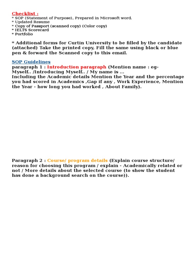SOP Guidelines: Checklist | PDF