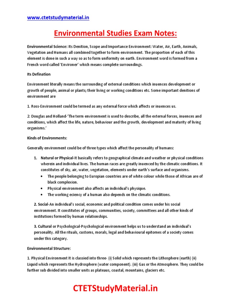 Ctet Evs Study Material PDF | PDF | Ecology | Renewable Energy