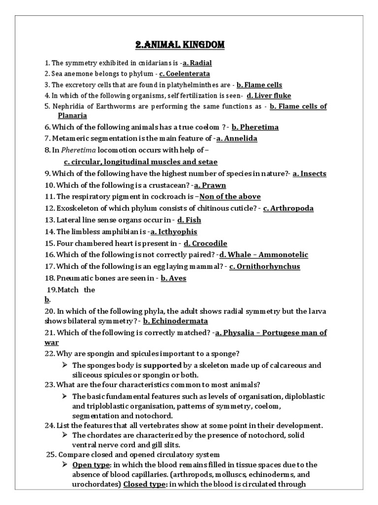 Namma Kalvi 11th Bio Zoology Unit 2 Study Material | PDF | Fish | Zoology