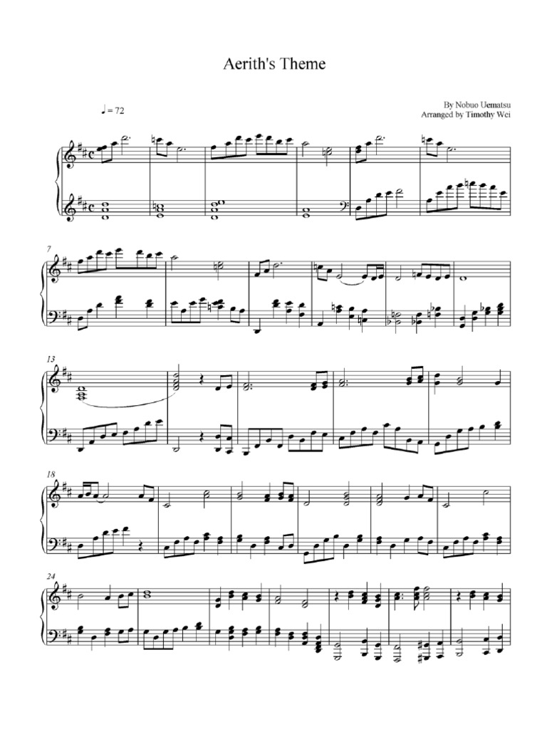 FF7 Aerith S Theme Piano Sheet Music | PDF