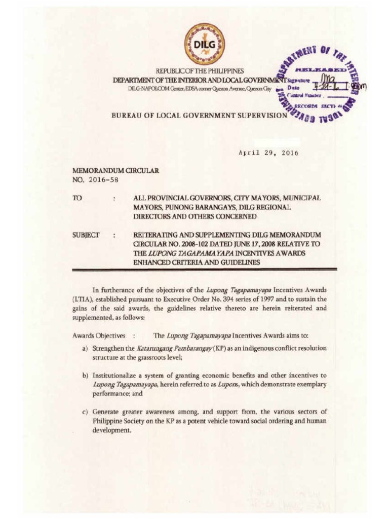 Dilg Criteria PDF | PDF