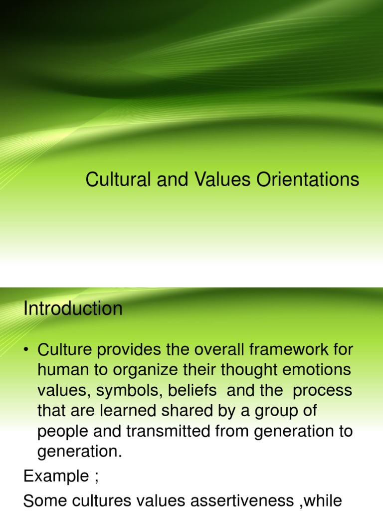 Cultural and Values Orientations - Final | PDF | Collectivism | Value ...