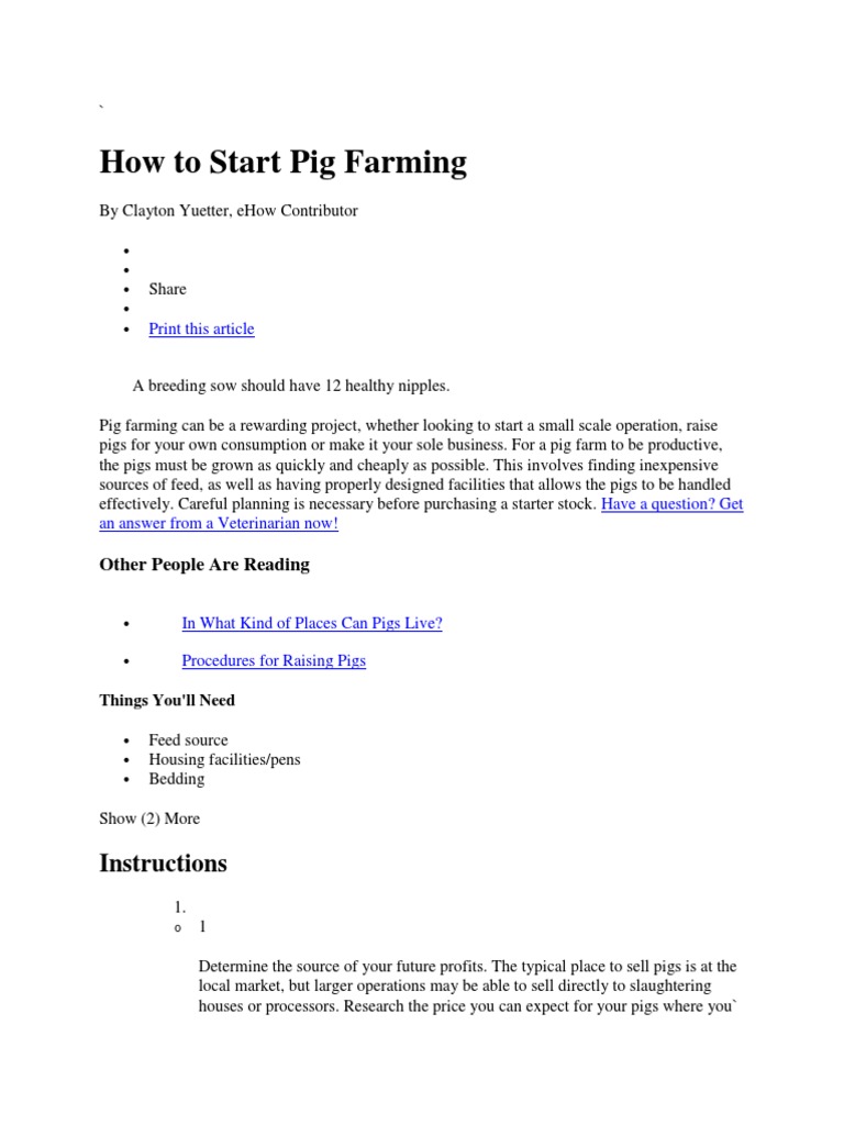 How To Start Pig Farming: Instructions | PDF | Animals And Humans ...