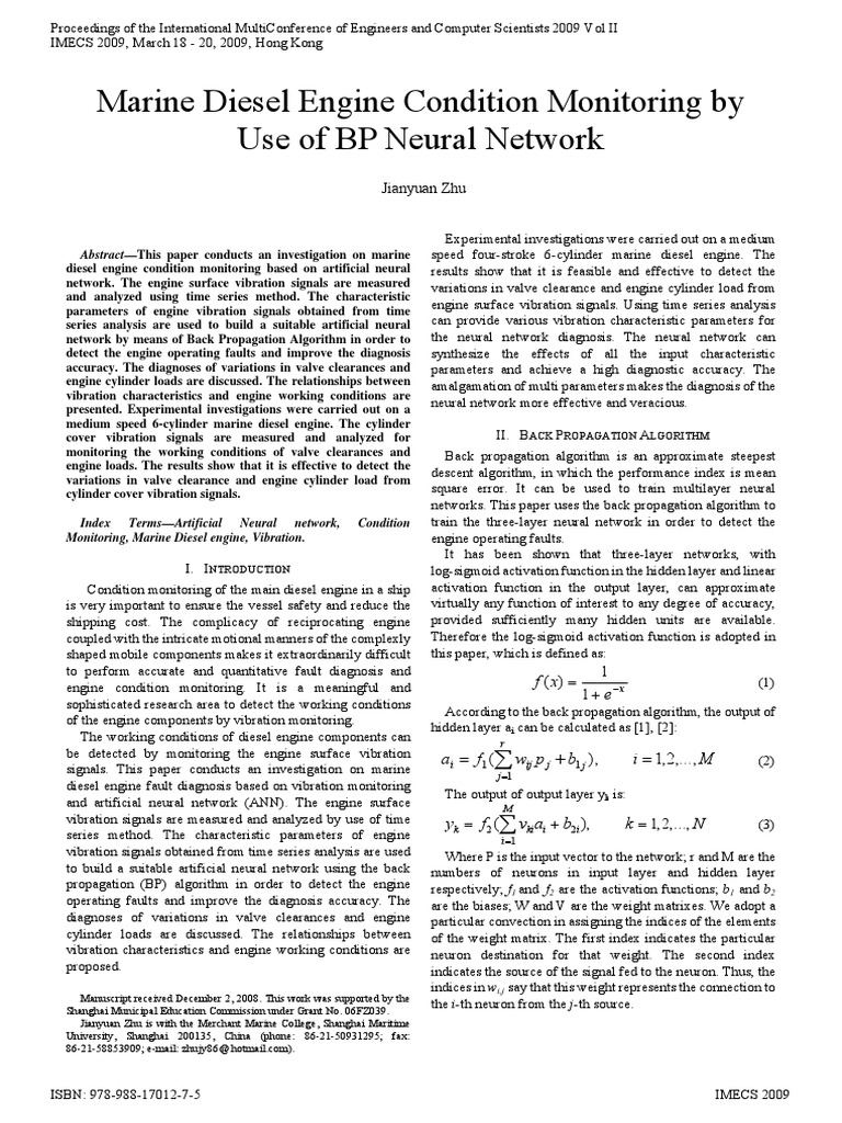 Condition Monitoring - Diesel Engines | PDF | Artificial Neural Network ...