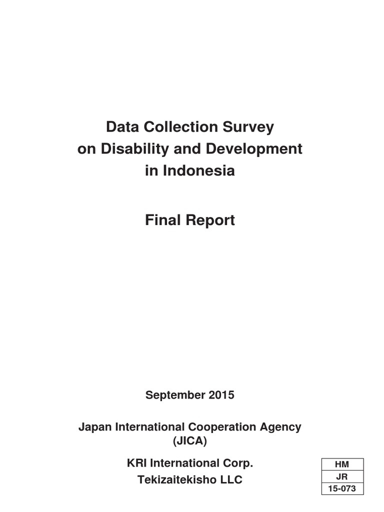Data Collection Survey JICA Report | PDF | Accessibility | Disability