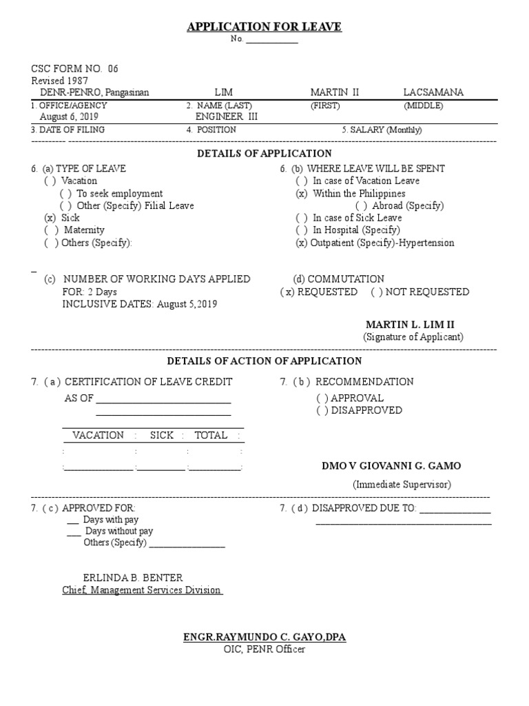 Appln Leave Form New | PDF | Government | Business